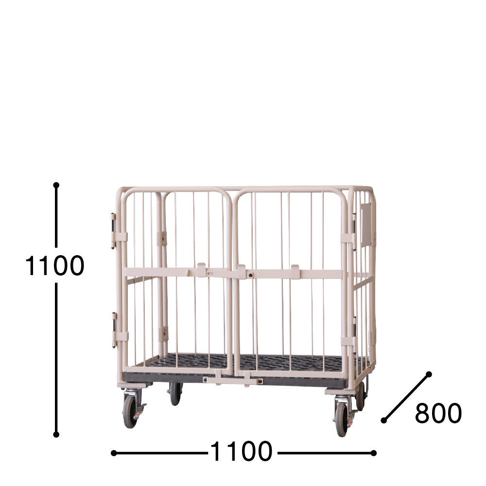 【新品】天使のカゴ台車BIG ベージュ W1100×D800×H1100 観音扉付き【軽量・小型カゴ台車】 | 台車屋五常
